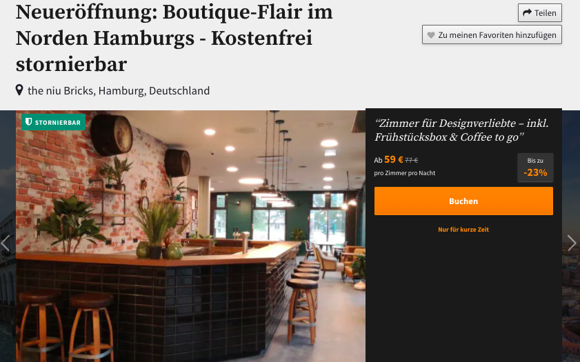 Neueröffnung in Hamburg - 2 Tage im neuen Hotel mit Frühstück nur 29€