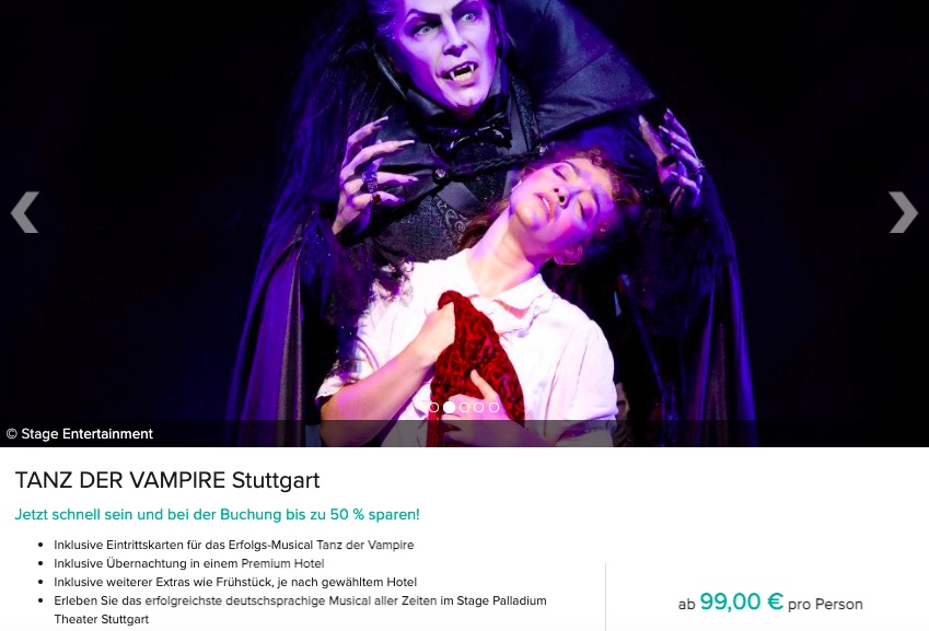 Tanz der Vampire - inkl. top Hotel mit Frühstück für 99€