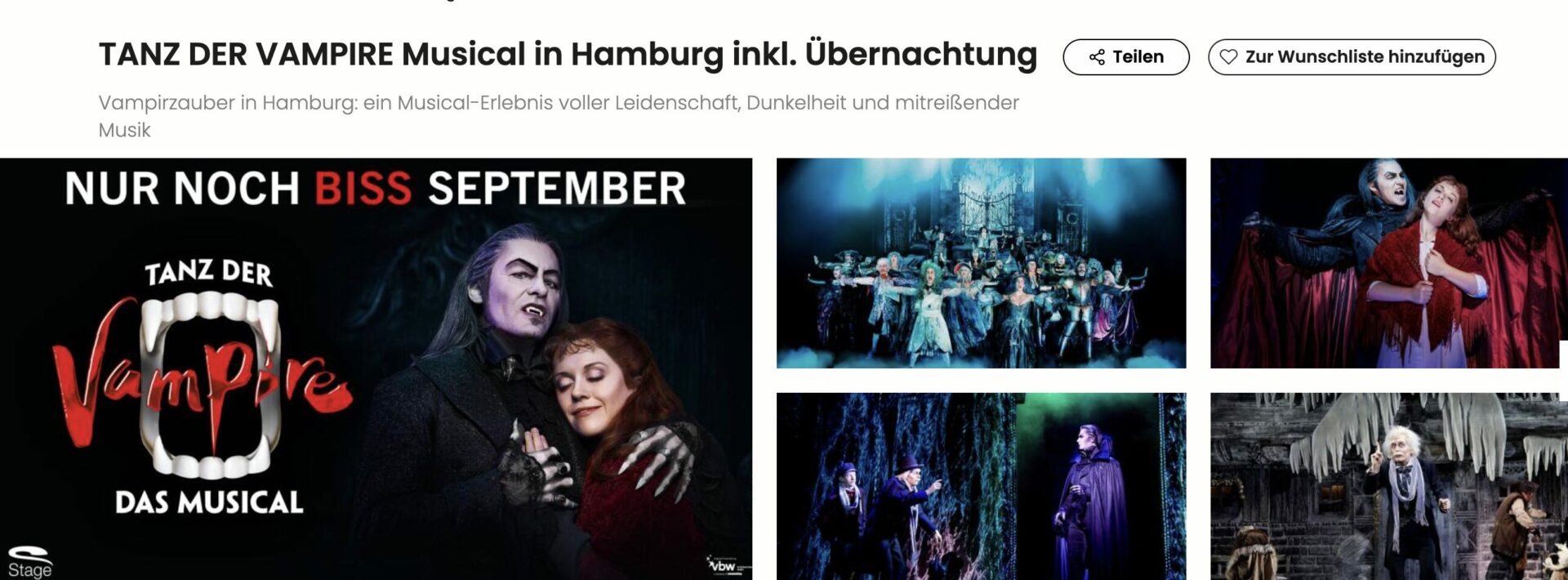 Tanz der Vampire - inkl. top Hotel mit Frühstück für 99€