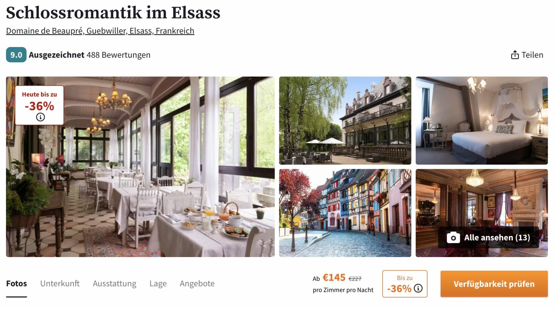 Kurztrip ins Elsass: 3 Tage im top Hotel + Frühstück ab 145€ p.P.